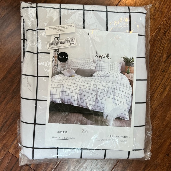 Bedding | Black And White Graph Duvet Cover | Poshmark